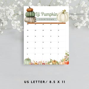 30 Day Baby Countdown Printable, Lil Pumpkin Countdown Calendar ...