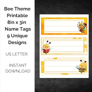 Bee Theme Name Tag Designs, Bee Classroom Decor, Desk Name Tags ...