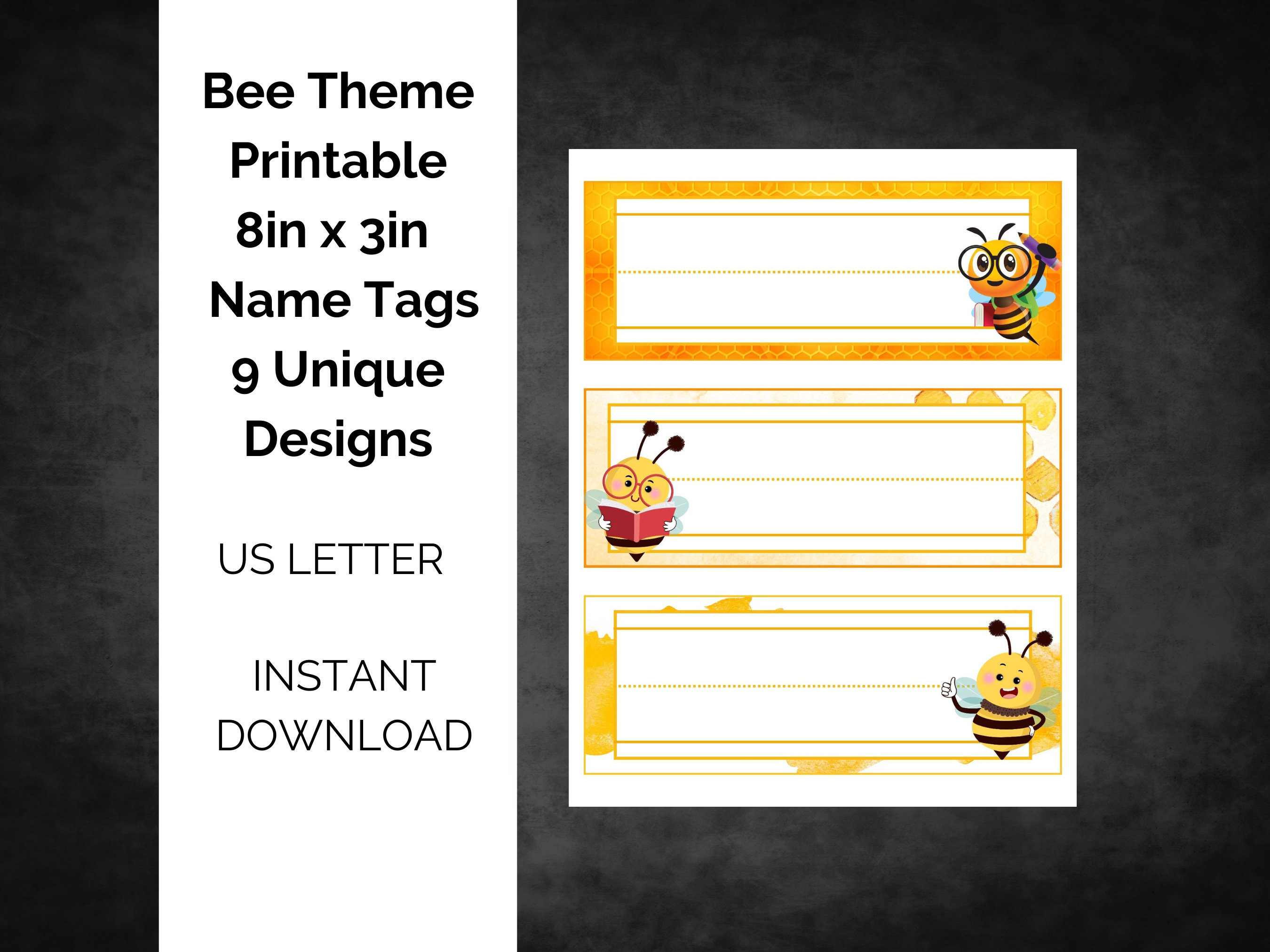 Bee Theme Name Tag Designs, Bee Classroom Decor, Desk Name Tags ...