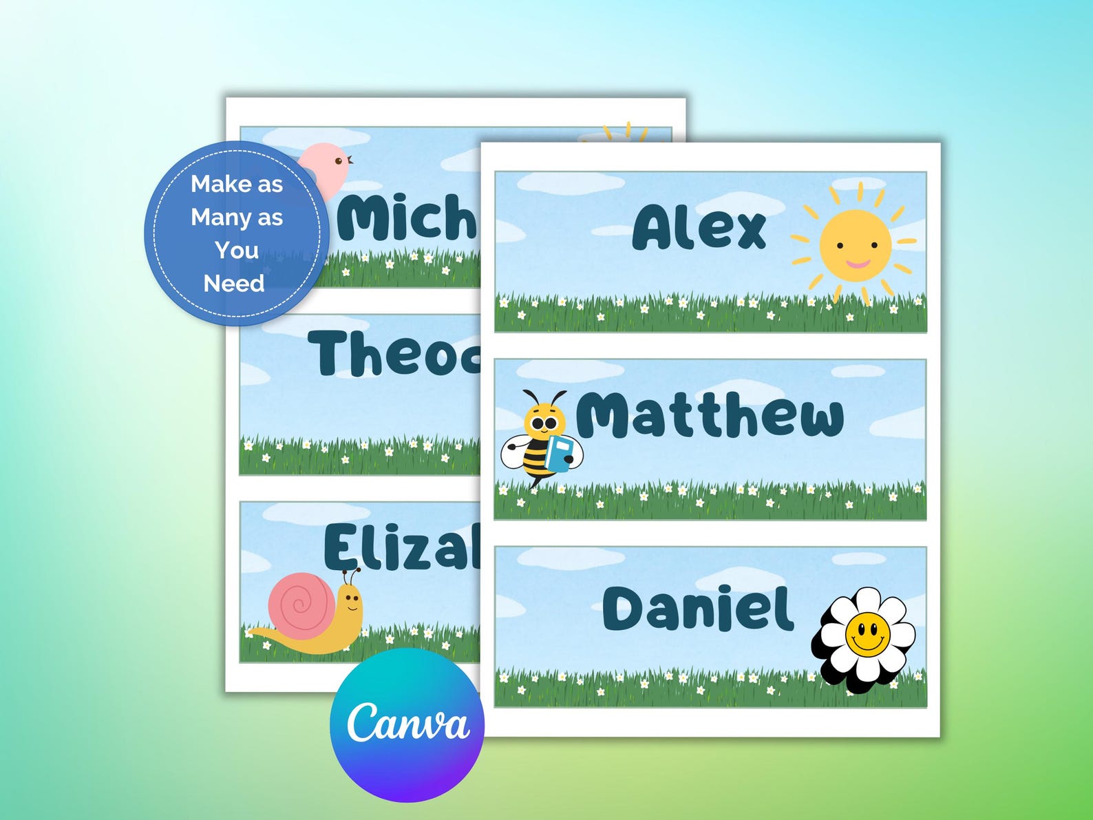 Editable Spring Name Tag Template for Classroom Daycare Preschool ...