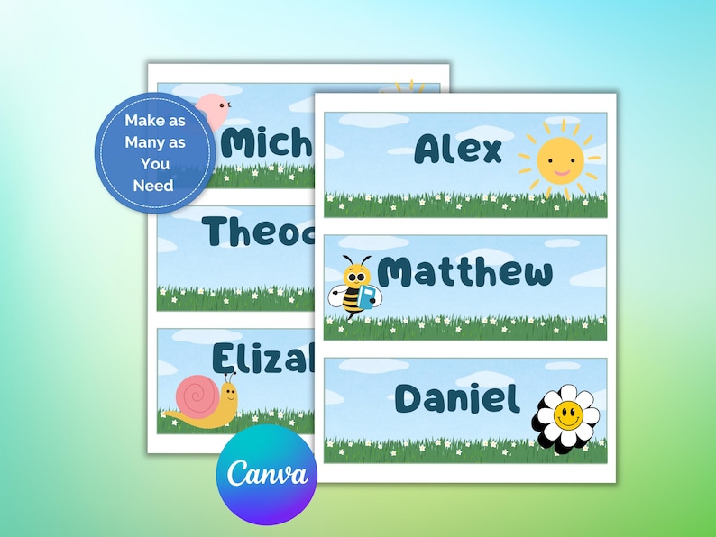 Editable Spring Name Tag Template for Classroom Daycare Preschool ...