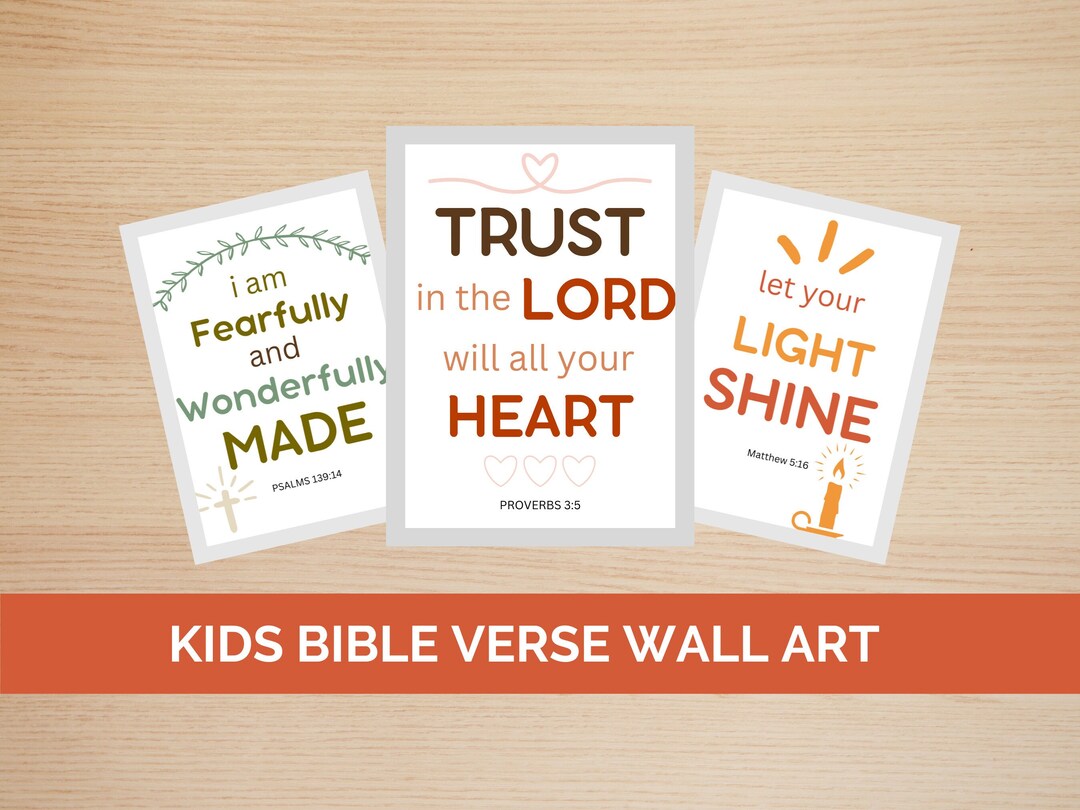 Kids Bible Verse Wall Art, Printable Christian Decor, Scripture Wall ...