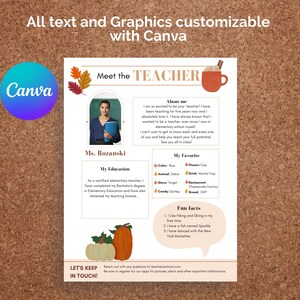 All About My Teacher Template Canva Link, Staff Teacher Bio, Back to ...