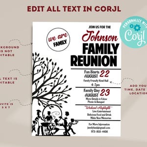 Family Reunion Invitation Template, Customizable Family Event Flyer ...