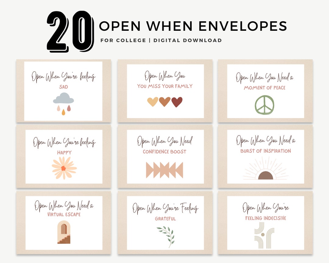 20 Open When Printable, Envelope Label Design, INSTANT Download ...
