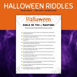 Halloween Riddles Printable Instant Download, Office School Party Game ...