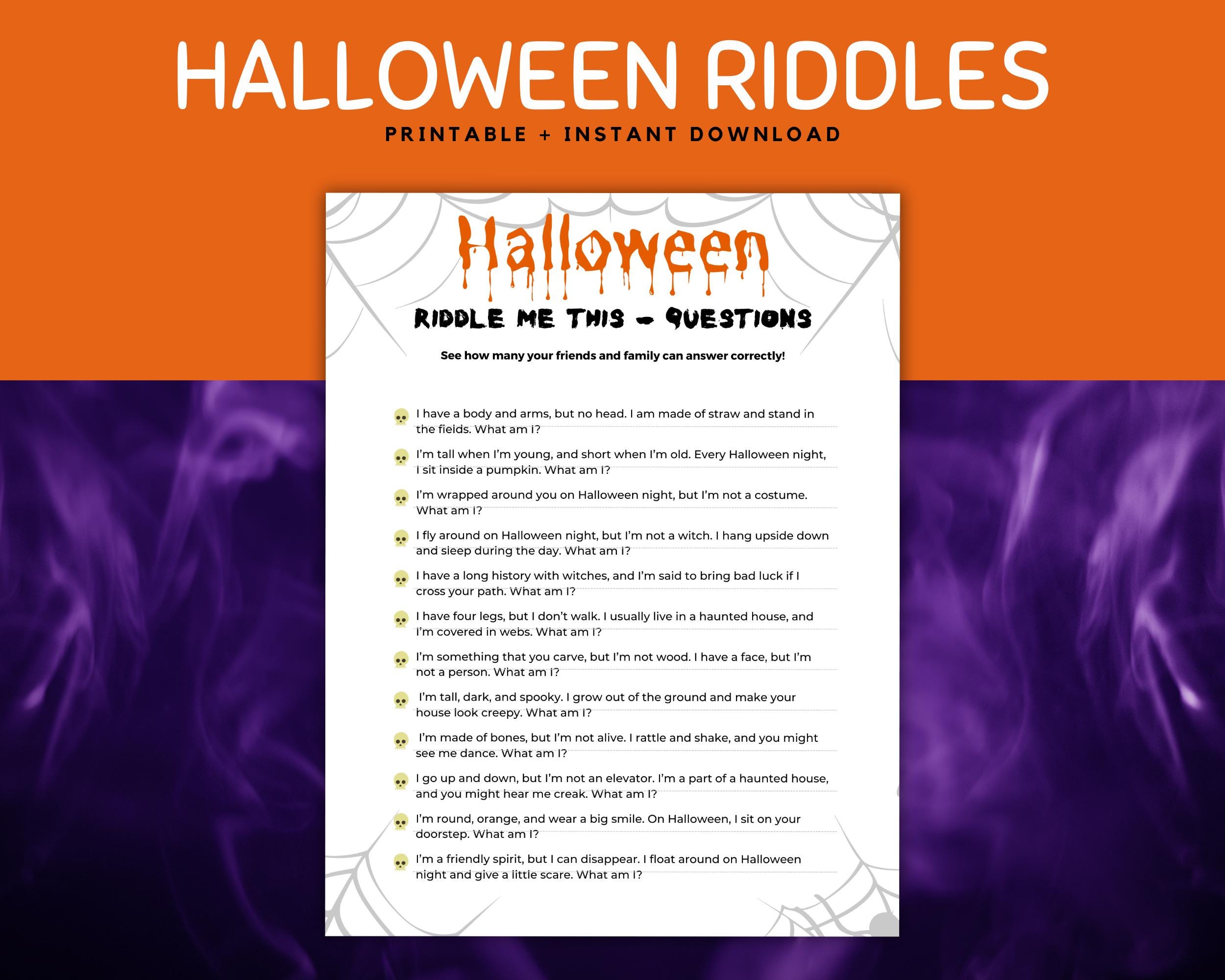 Halloween Riddles Printable Instant Download, Office School Party Game ...
