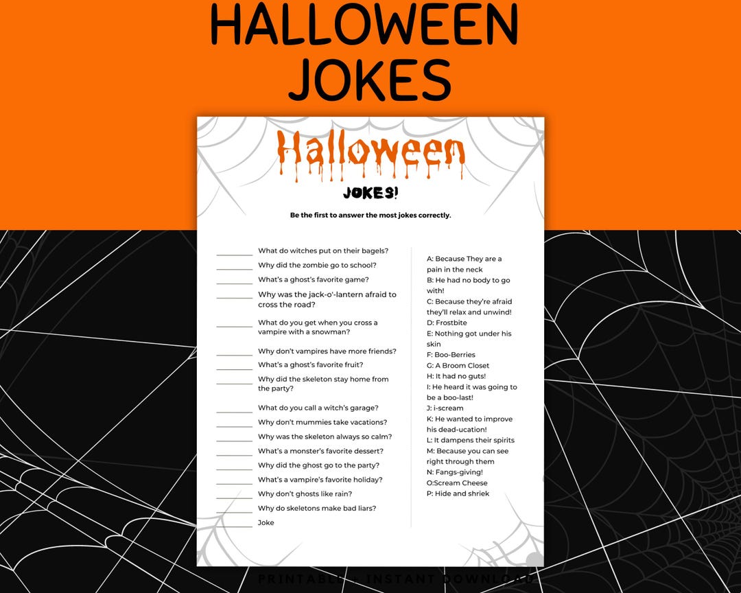 Halloween Jokes Printable, Kids Activity, Instant Download, Halloween ...