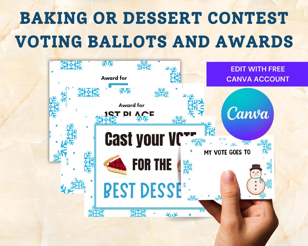 Baking Cookie, Dessert Contest Voting Ballots and Awards Digital ...