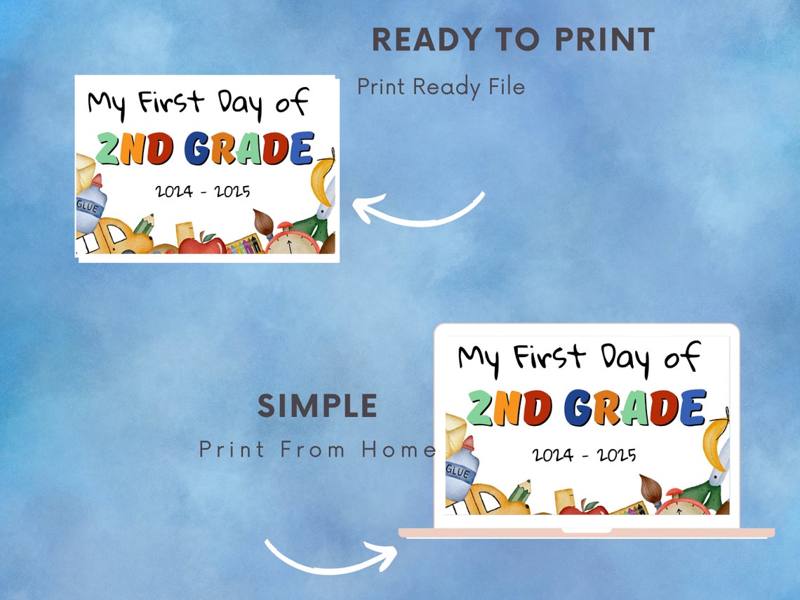 2nd Grade Sign My First Day of , Printable Back to School Sign, 2nd ...