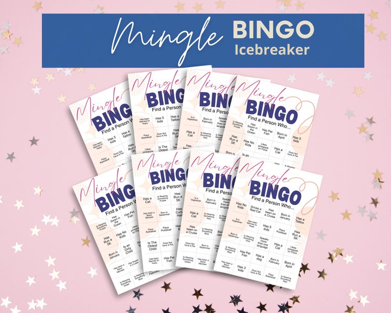 Mingle Bingo Game Printable, US Letter Size, 50 Unique Cards, Fun Party ...