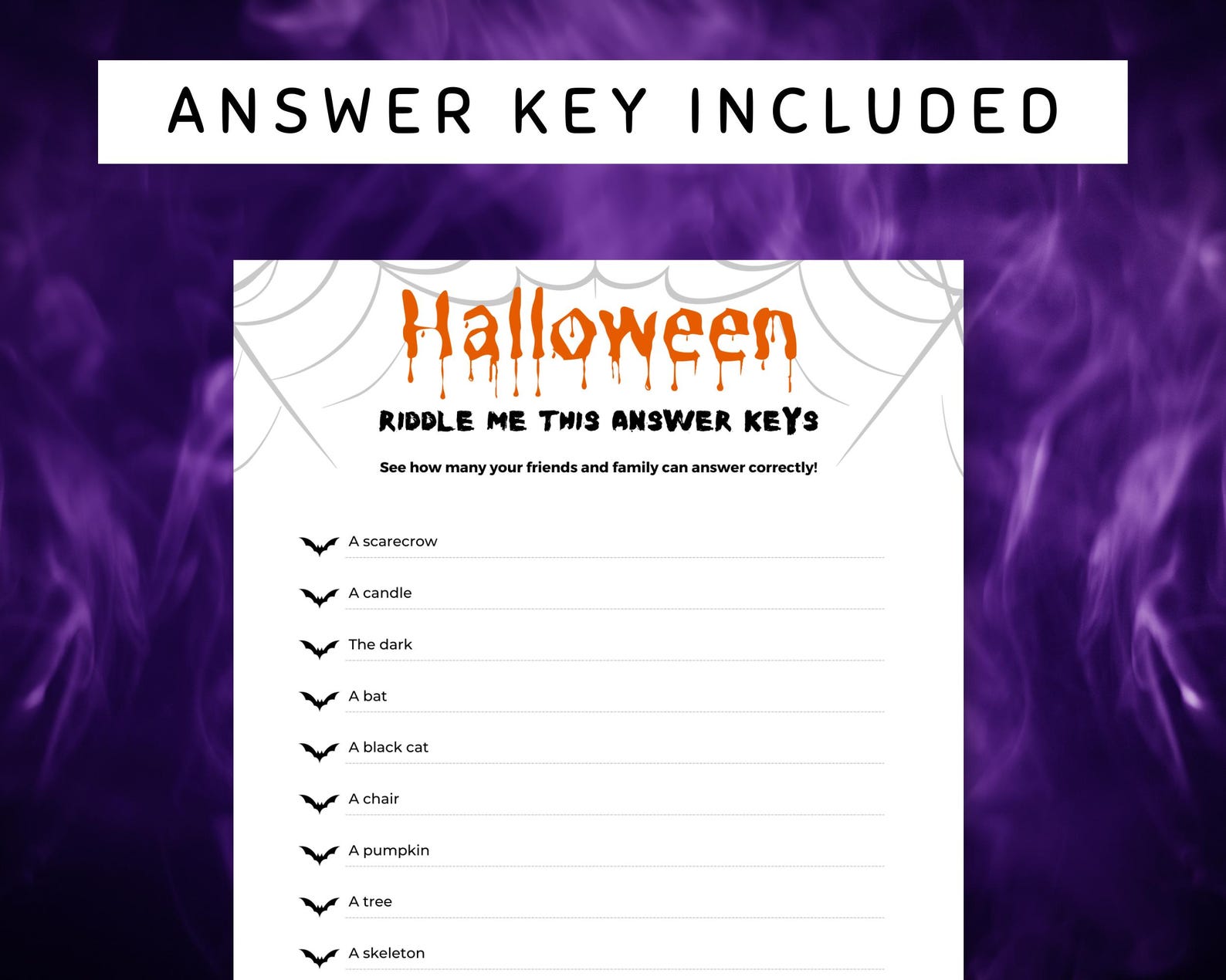 Halloween Riddles Printable Instant Download, Office School Party Game ...