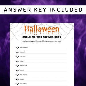Halloween Riddles Printable Instant Download, Office School Party Game ...