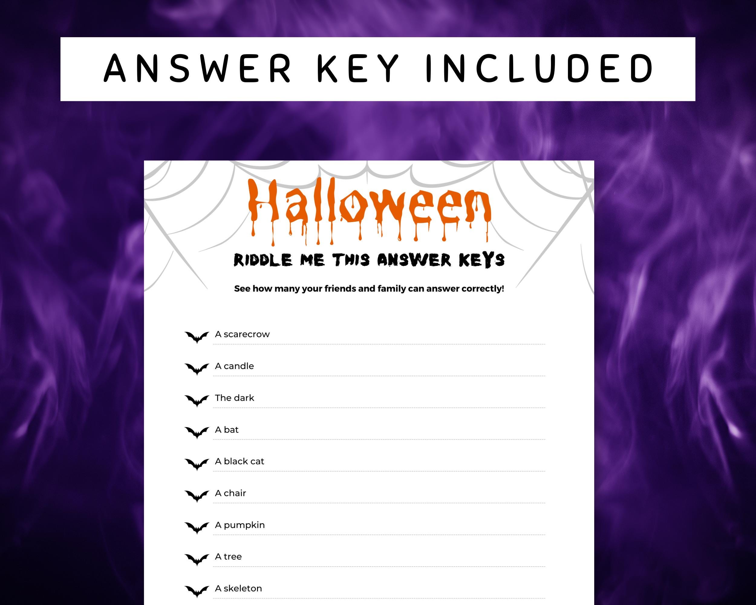Halloween Riddles Printable Instant Download, Office School Party Game ...