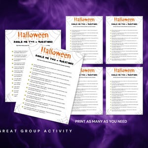 Halloween Riddles Printable Instant Download, Office School Party Game ...