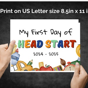 First Day of Head Start Sign Printable, Back to School Sign PDF, Head ...