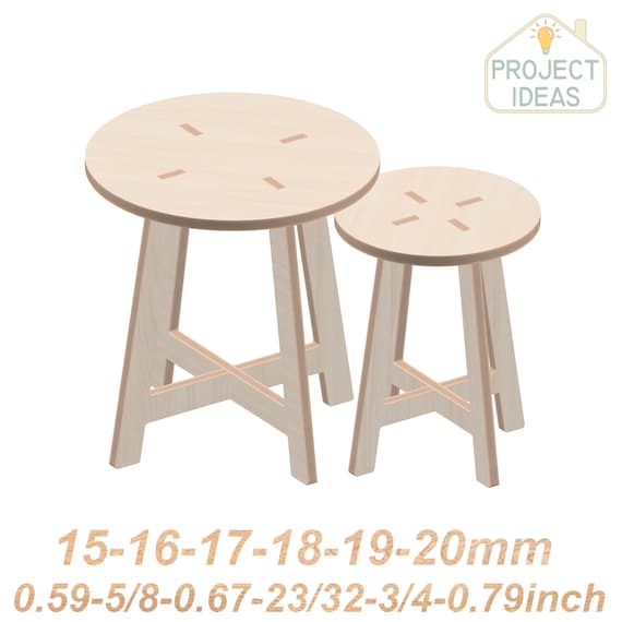 Stool & Coffee Side Table Set Vector File - Etsy