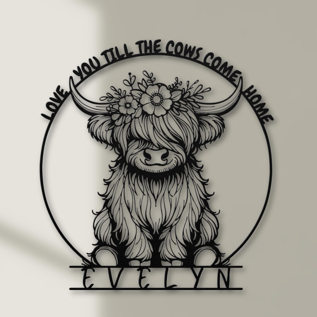 Baby Highland Cow, Highland Cow Name Sign, Highland Cow Nursery, Farm ...