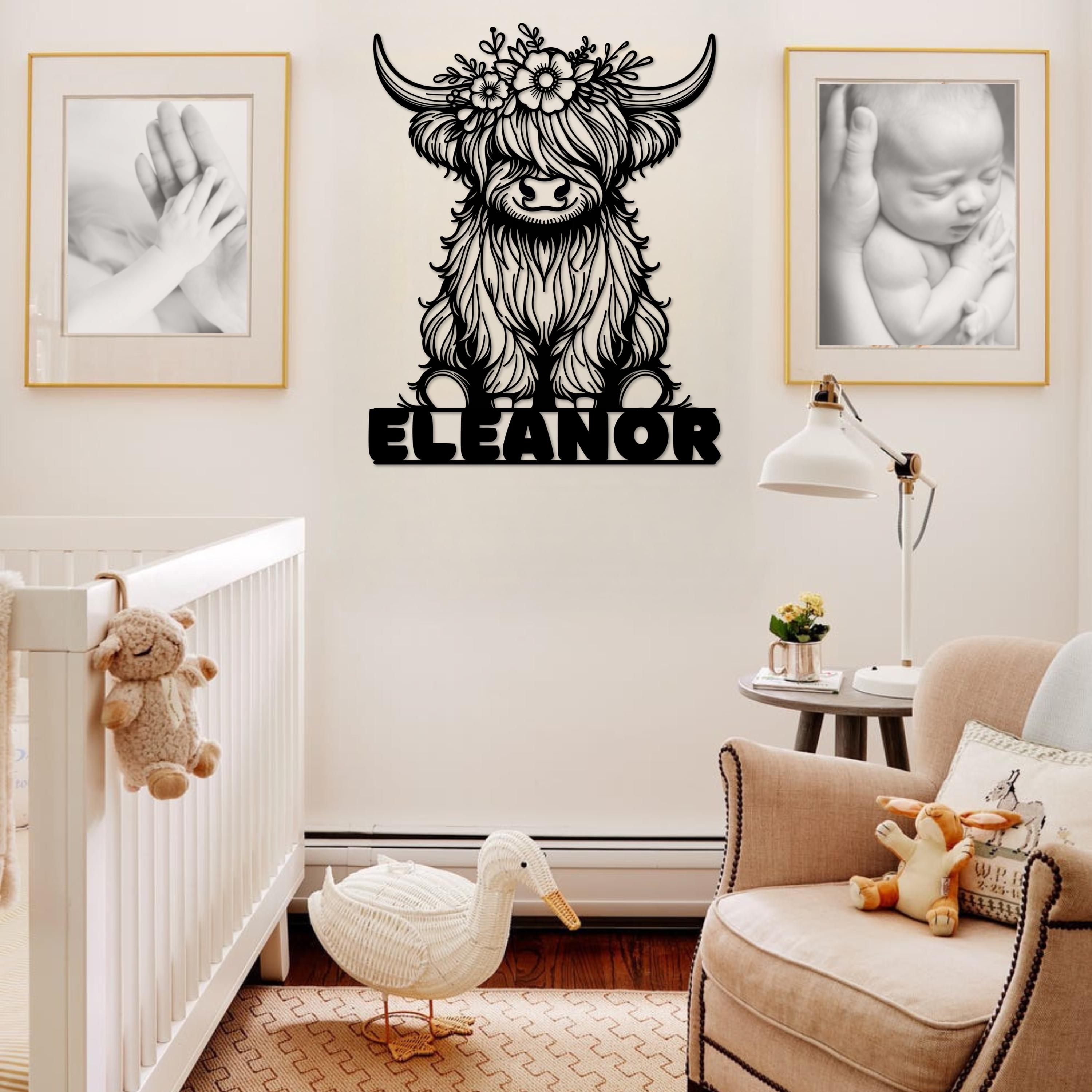 Highland Cow Name Sign, Highland Cow Nursery, Baby Highland Cow, Farm ...