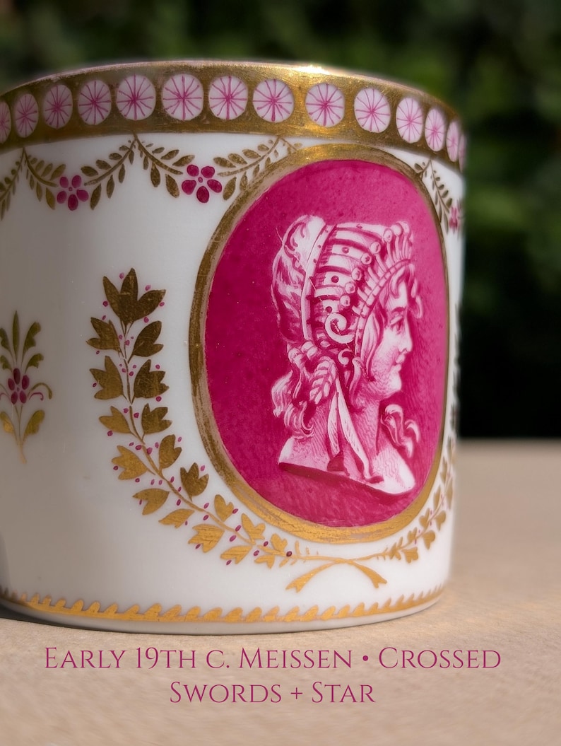 Antique Meissen Porcelain Cup – Early 19th Century Biedermeier Style ...