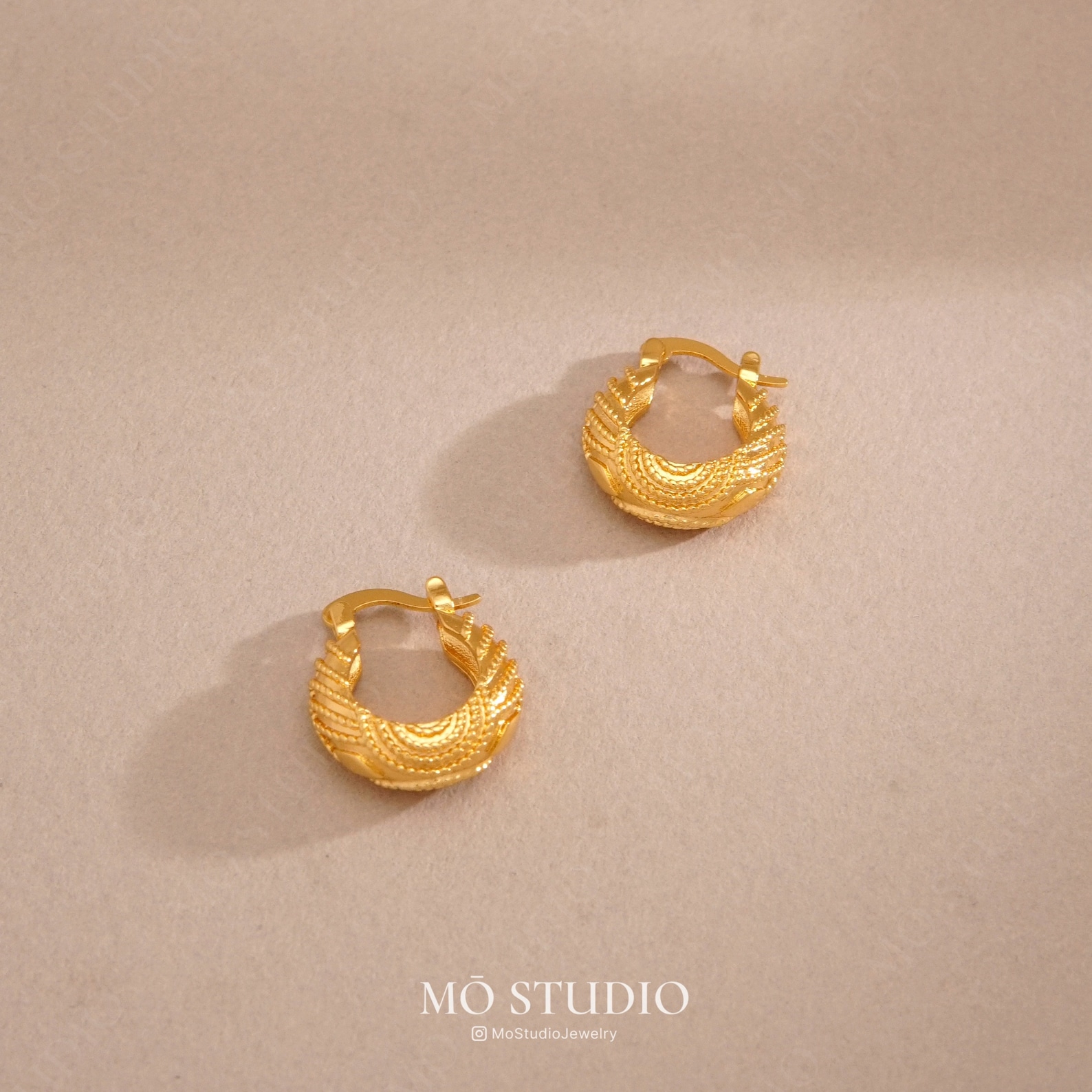 Chunky 18K Gold Bohemian Hoop Earrings, Dainty Gold Plated Hoop ...