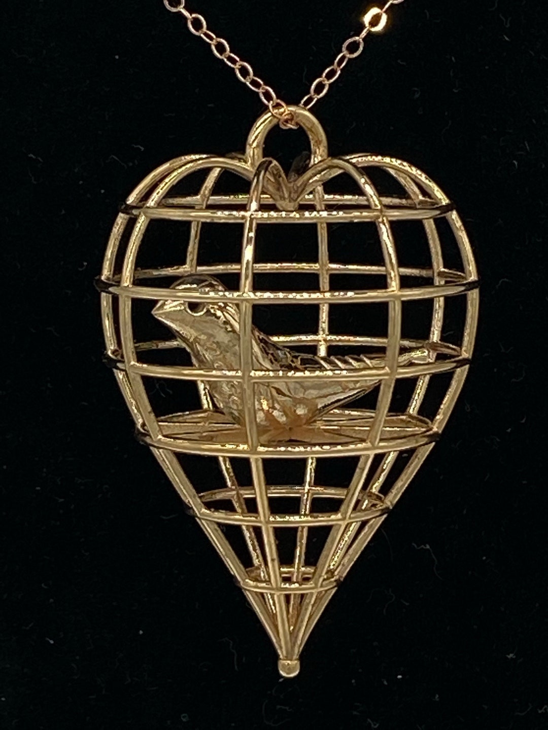 3D Model STL File Bird in Heart Cage Pendant or Ornament Digital ...