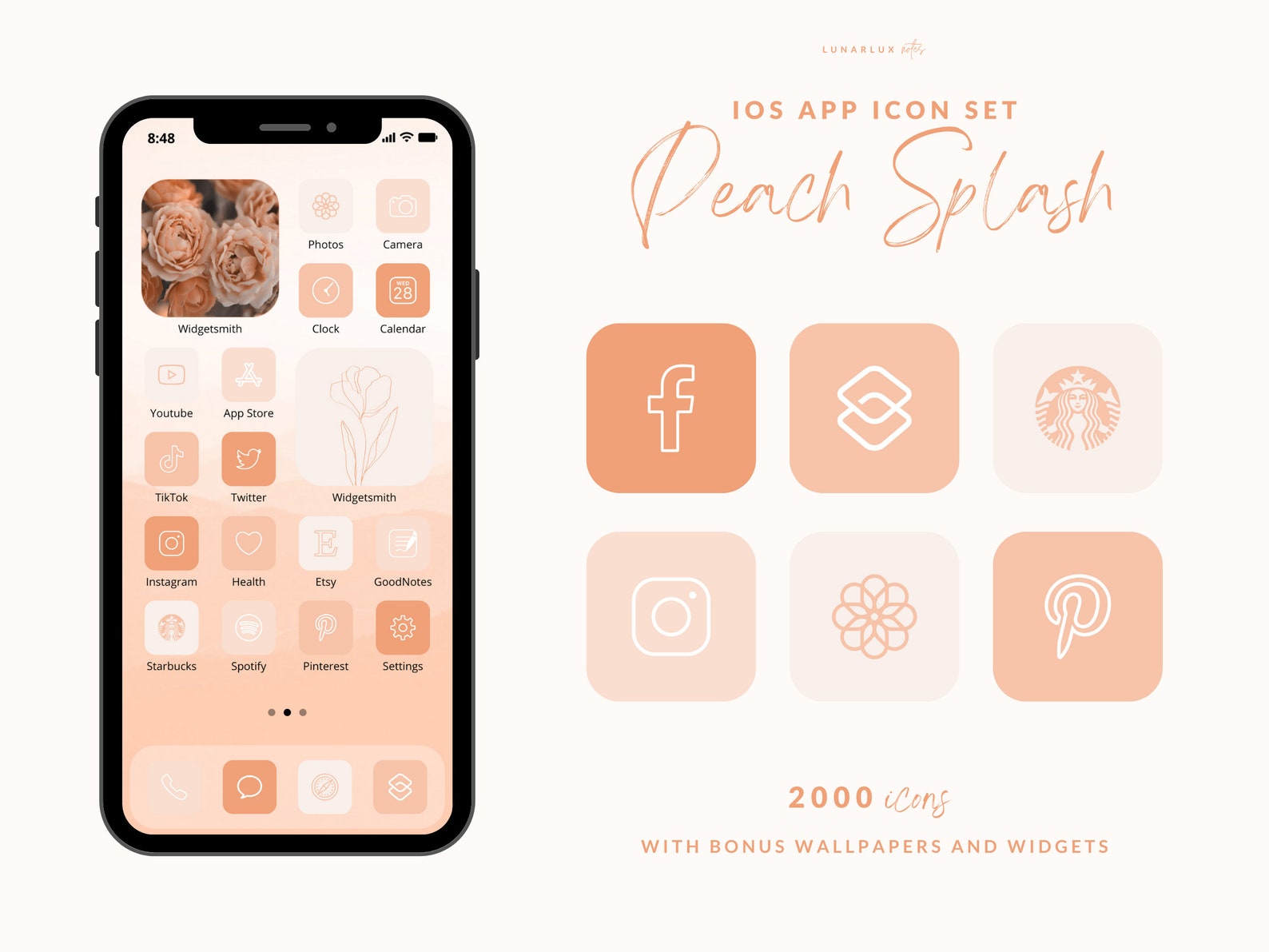Peach Splash Icon Set 2000 Icons With Bonus Wallpapers and - Etsy