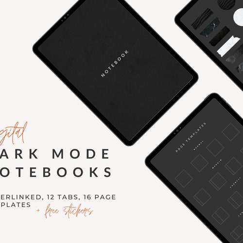 Dark Mode Digital Notebook With 12 Tabs for Goodnotes Ipad - Etsy