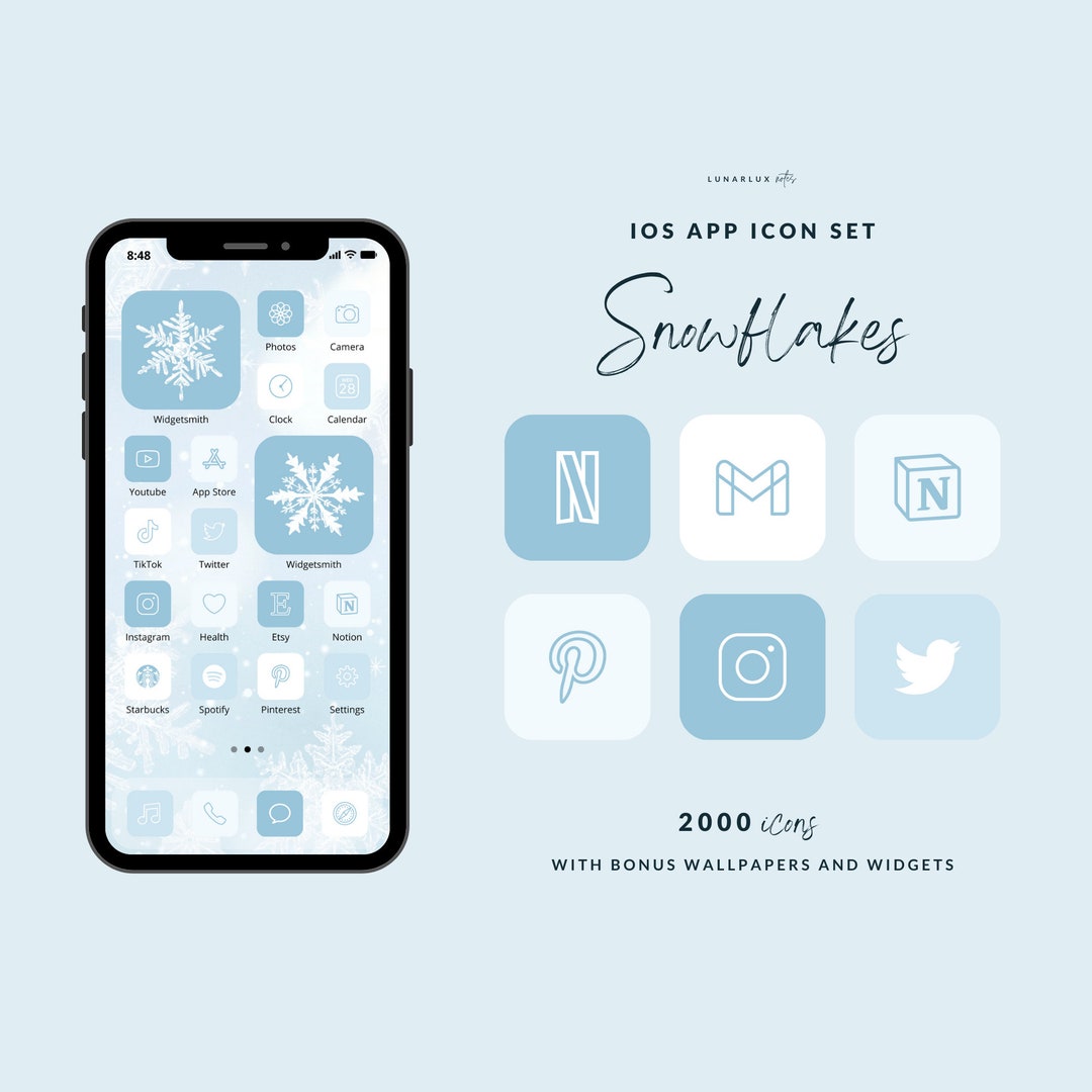 Snowflakes iPhone Icon Set, 2000 Blue Icons With Bonus Wallpapers and ...
