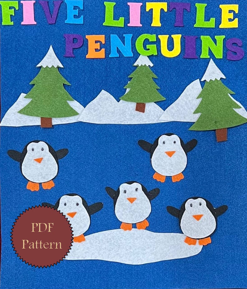 Nursery Rhyme Five Little Penguins Felt Board PDF Pattern | Etsy