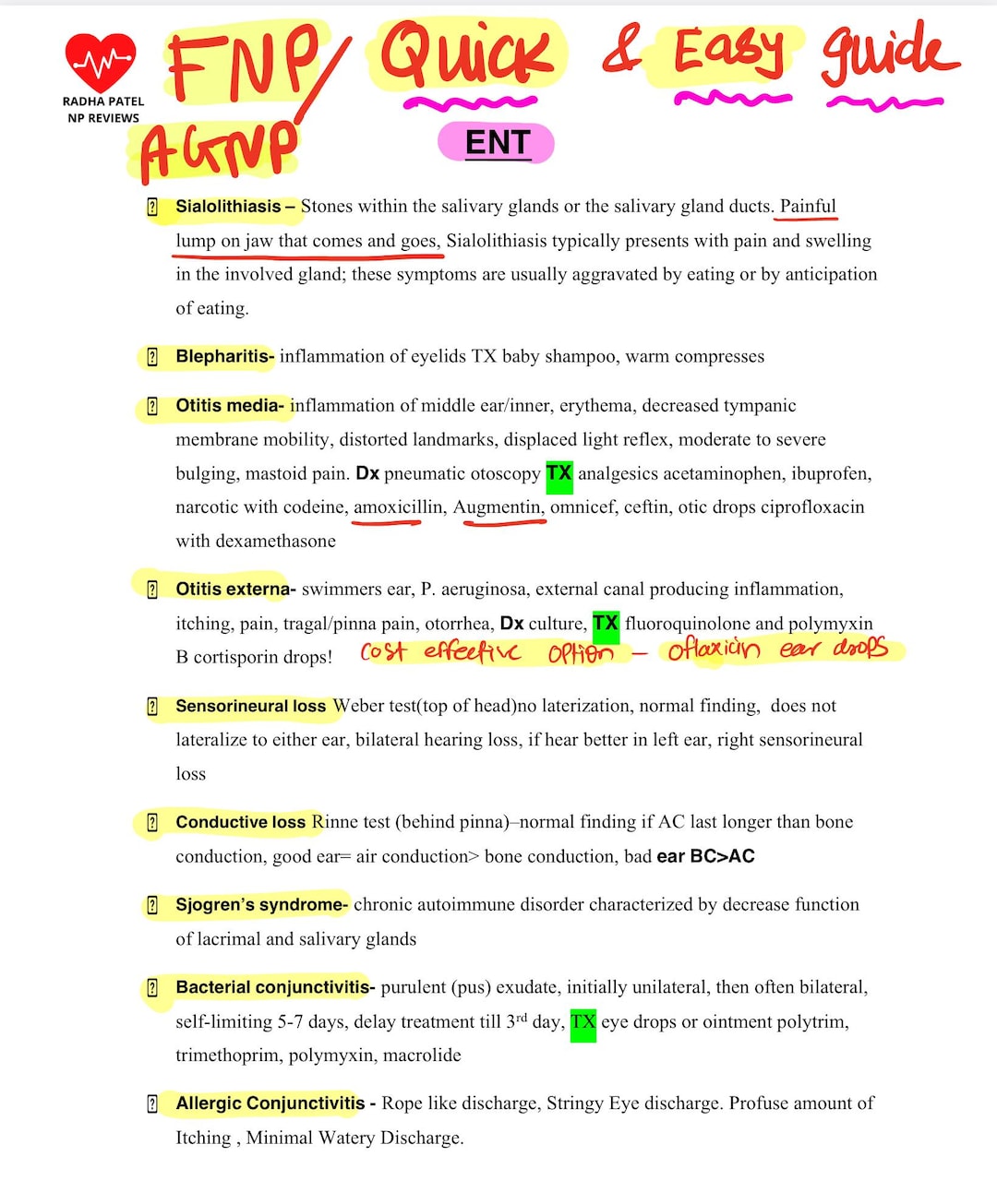 67 Pages of FNP/AGNP 100% Quick and Easy Guide - Etsy