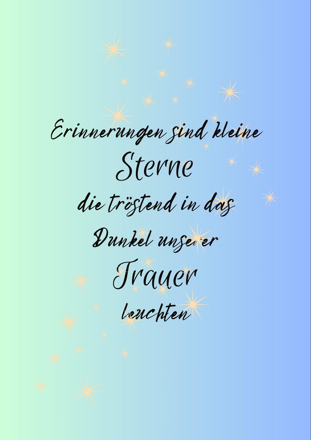 Digital Template Condolence Card With Stars - Etsy