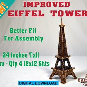Improved Eiffel Tower in 2 Sizes (lightburn Dxf Eps Svg Pdf Ai) - Etsy