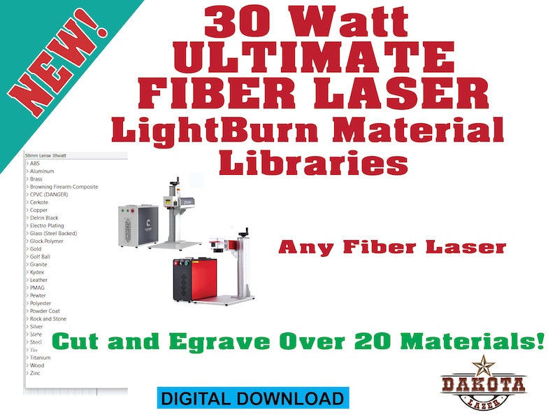 Ultimate 30 Watt Fiber Laser Lightburn Material Library - Etsy
