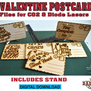 Valentines Post Card Kit With Stand for Co2 & Diode Laser - Lightburn ...