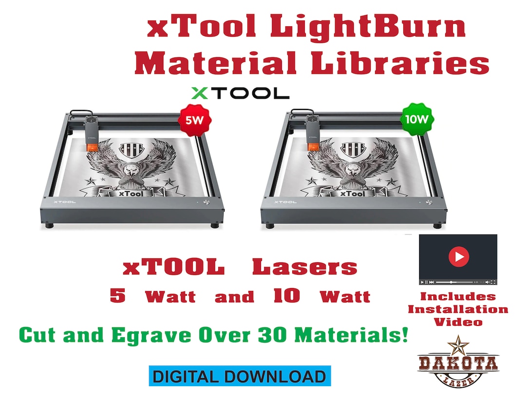 Xtool Laser Lightburn Materials Libraries - All Xtool Lasers - 5 Watt ...