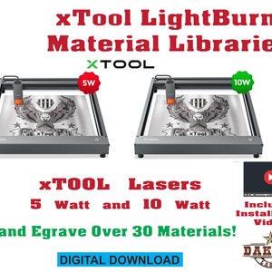 Xtool Laser Lightburn Materials Libraries - All Xtool Lasers - 5 Watt ...