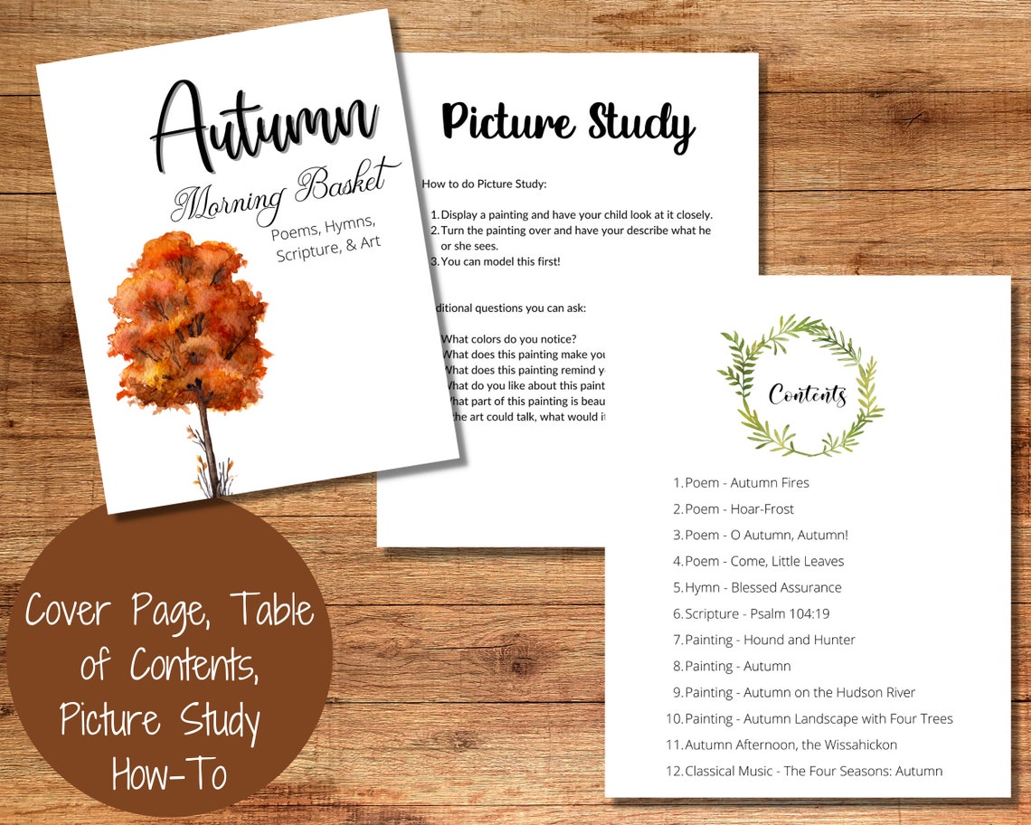 Charlotte Mason Morning Basket Autumn Morning Basket - Etsy