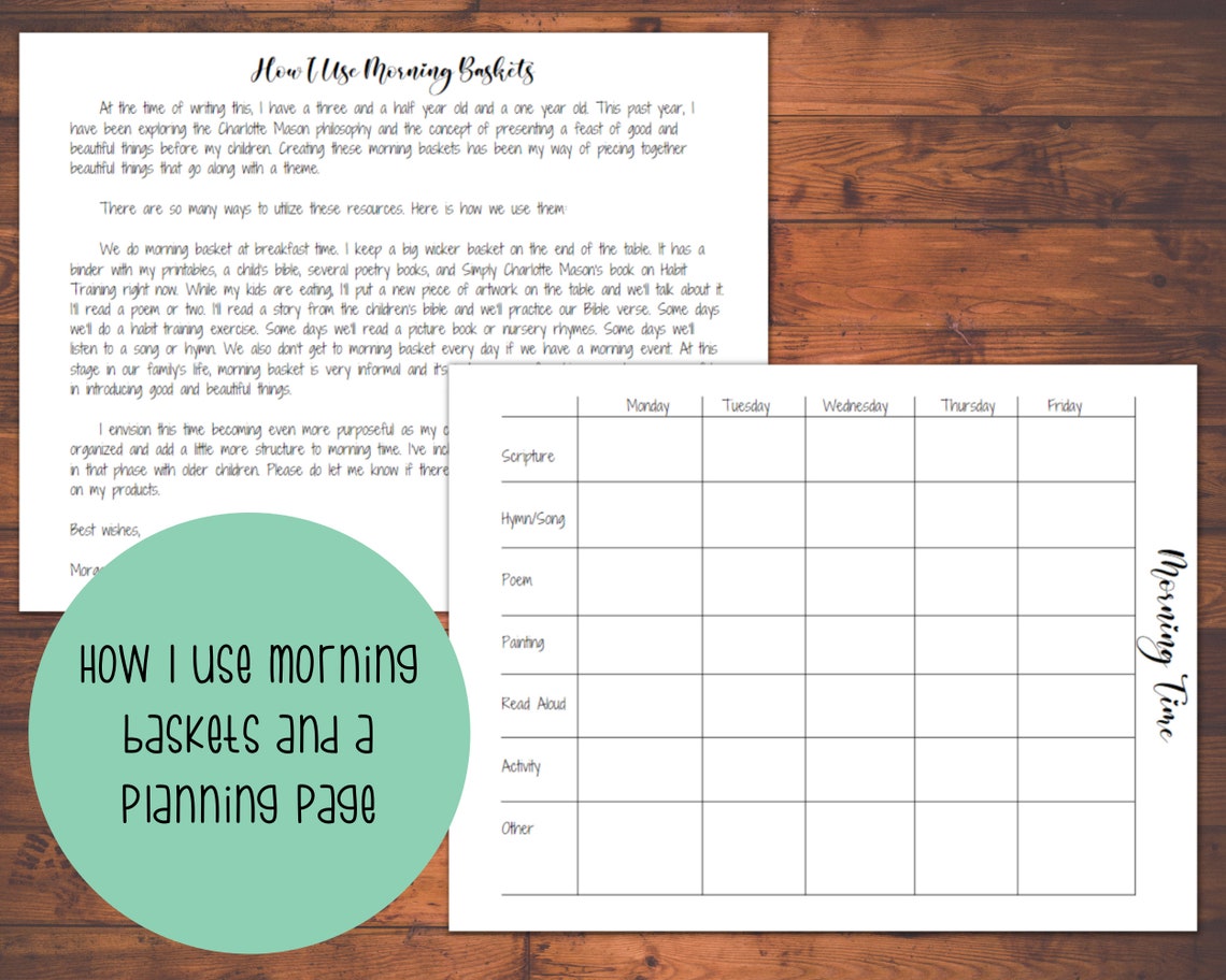 Charlotte Mason Morning Time Summer Morning Basket Resources - Etsy