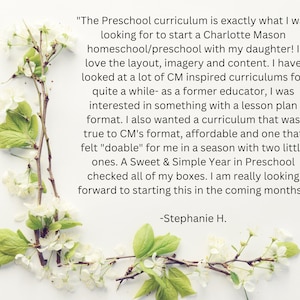 PRINT - A Sweet & Simple Year in Preschool - Full-year Charlotte Mason ...