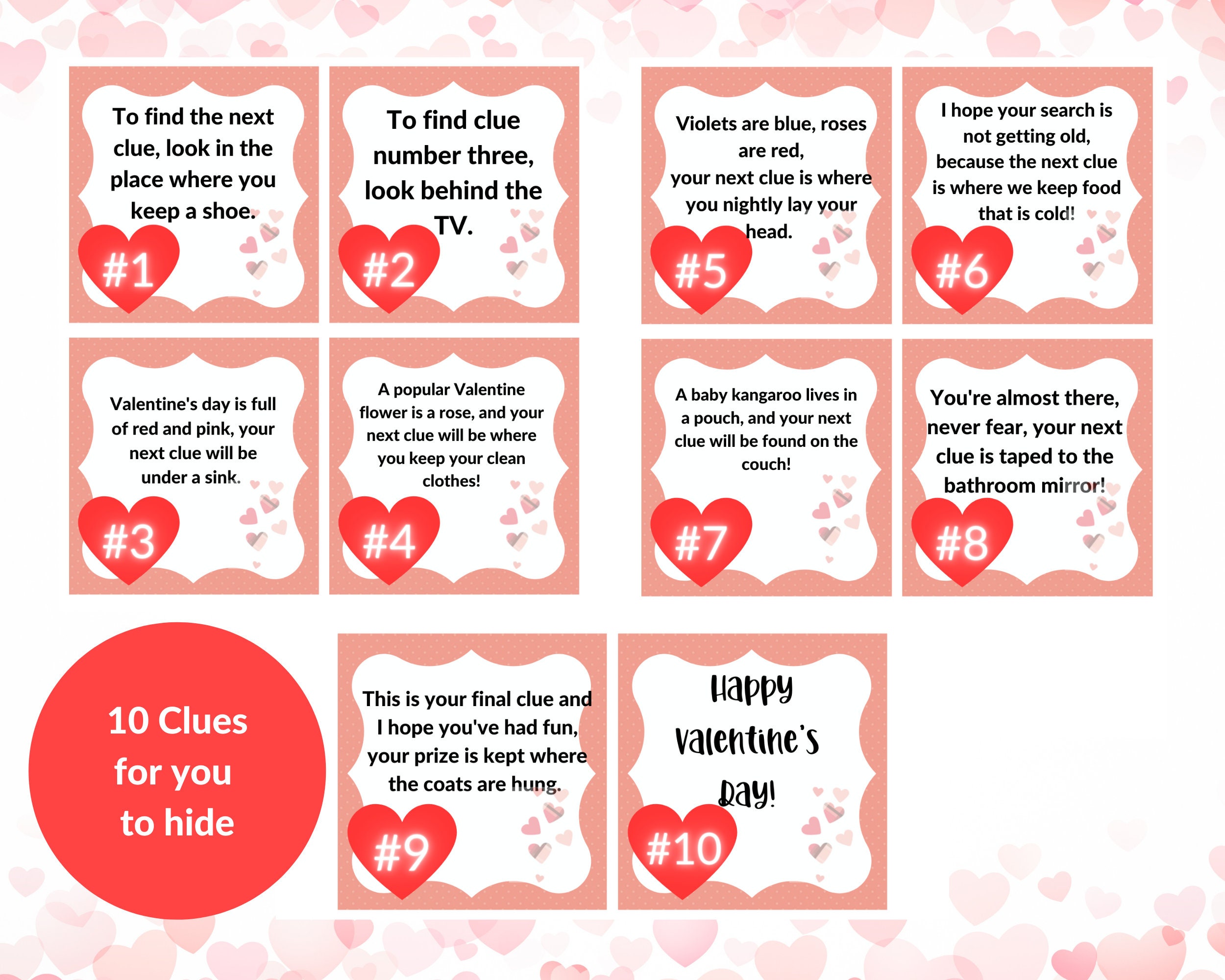 Valentine's Day Scavenger Hunt Cards | Children's Valentine Scavenger ...