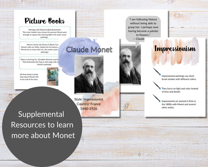 Claude Monet Art Study Charlotte Mason Inspired Morning - Etsy