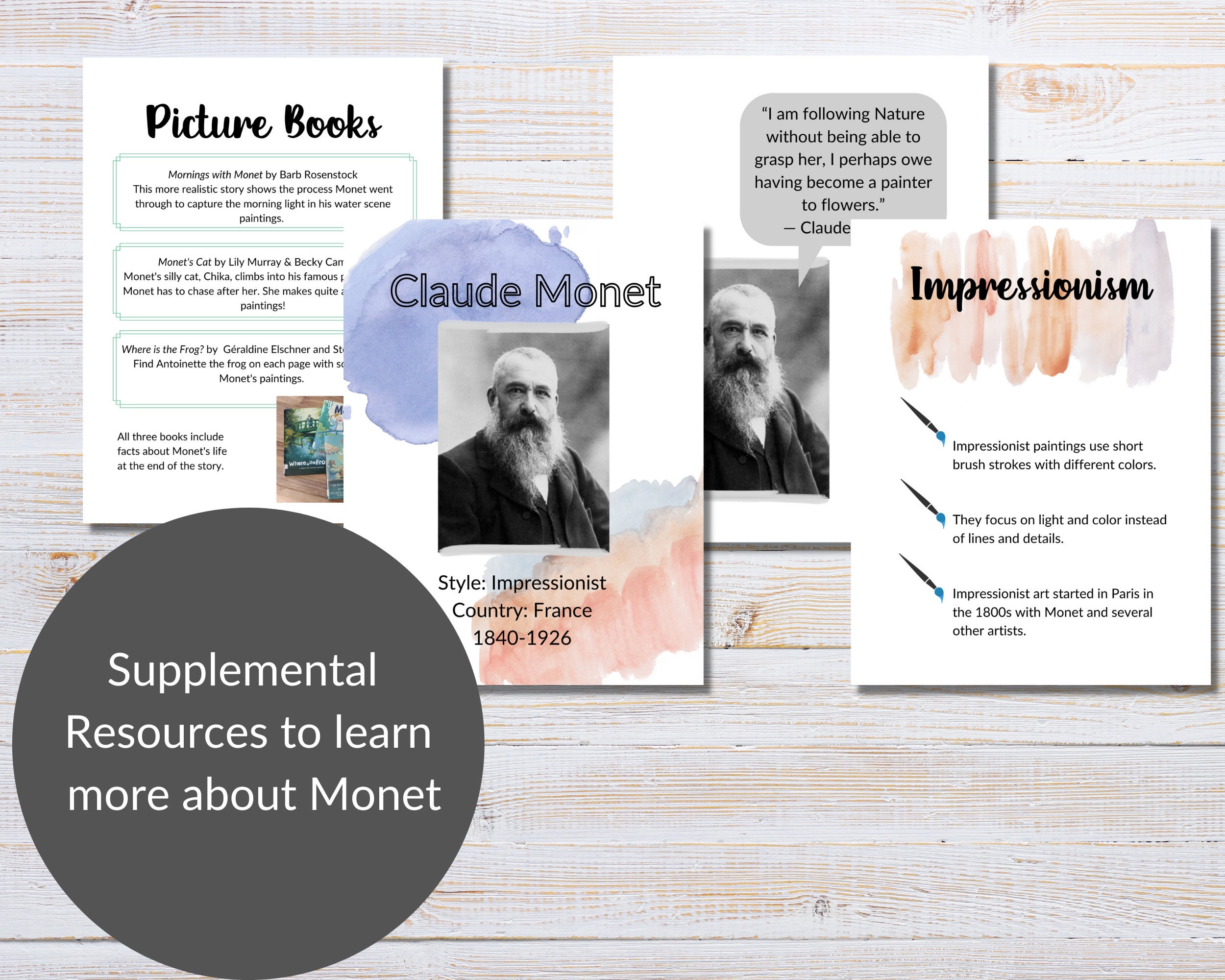 Claude Monet Art Study Charlotte Mason Inspired Morning - Etsy