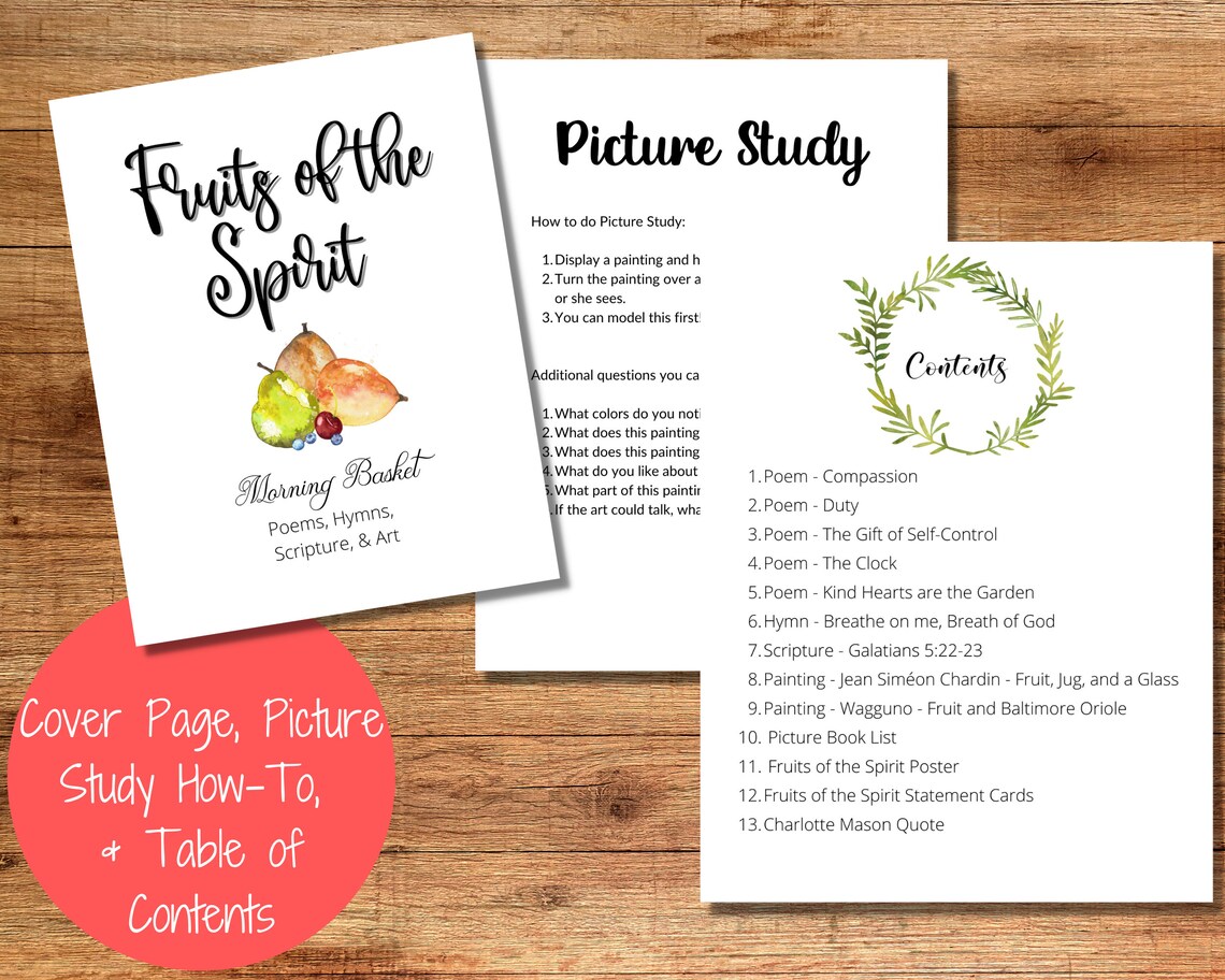 Fruits of the Spirit Morning Basket Charlotte Mason Morning - Etsy