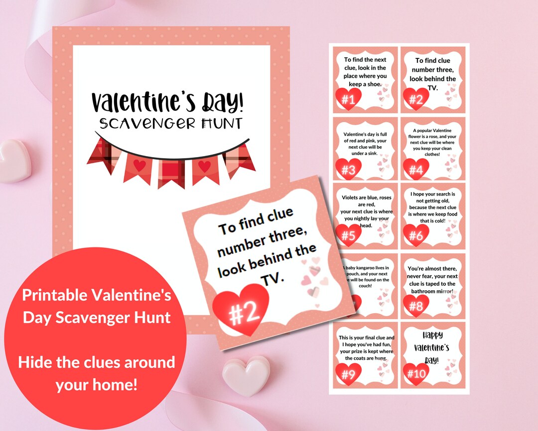 Valentine's Day Scavenger Hunt Cards | Children's Valentine Scavenger ...