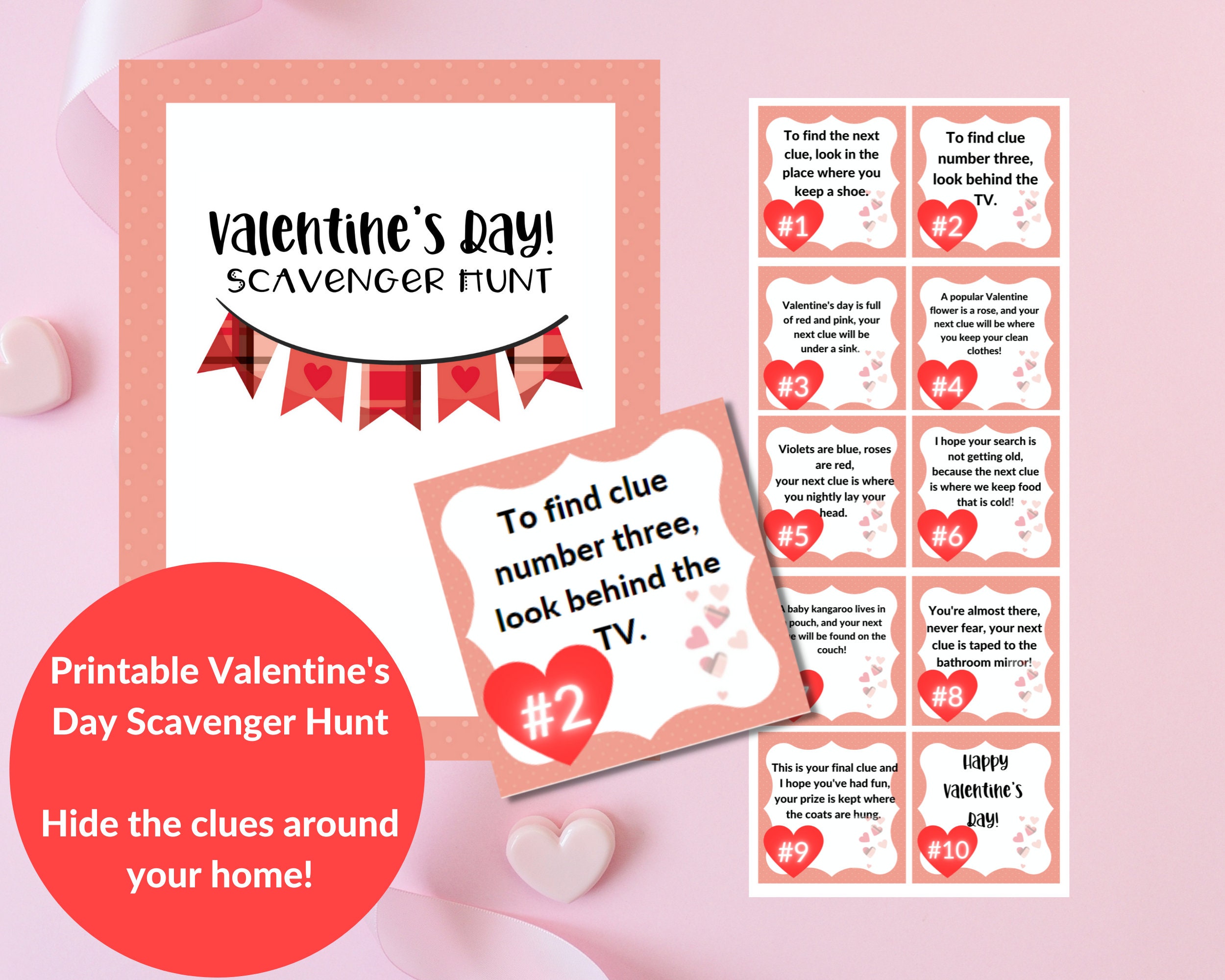Valentine's Day Scavenger Hunt Cards | Children's Valentine Scavenger ...
