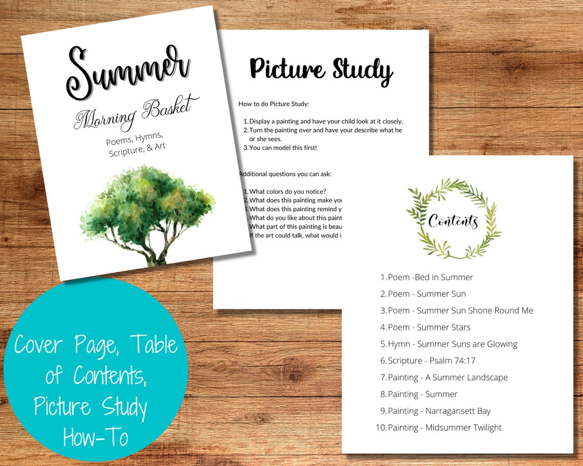 Charlotte Mason Morning Time Summer Morning Basket Resources - Etsy