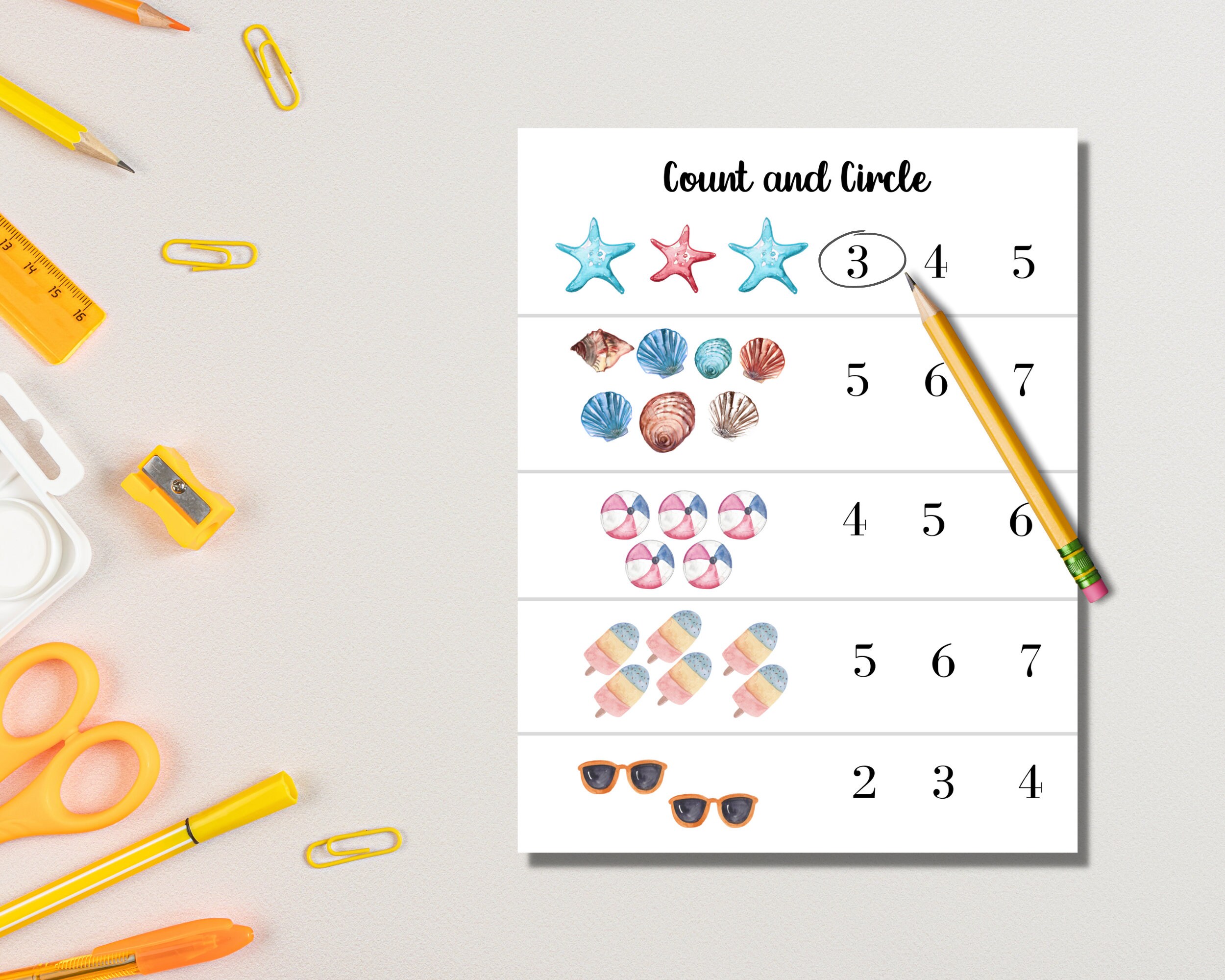 Preschool Summer Math Beach Preschool Worksheets Preschool - Etsy