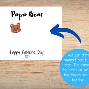 Father's Day Hand Print Art and Card Papa Bear Hand - Etsy