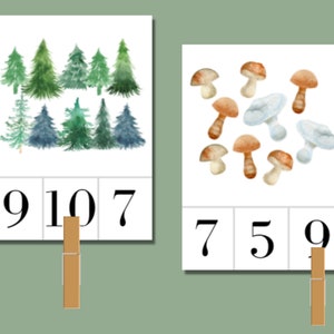 Charlotte Mason Preschool Count and Clip Cards | Nature Number Cards 1 ...